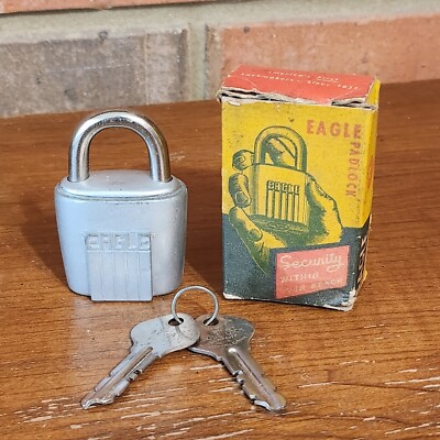 Vintage Eagle Lock Co Padlock w/ Original Box and 2 Keys, Collector ...