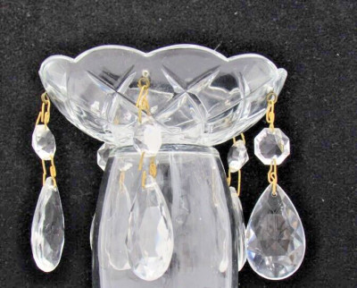 VINTAGE 4 INCH CRYSTAL BOBECHE 5 PIN HOLES WITH TEAR DROP CRYSTAL ...