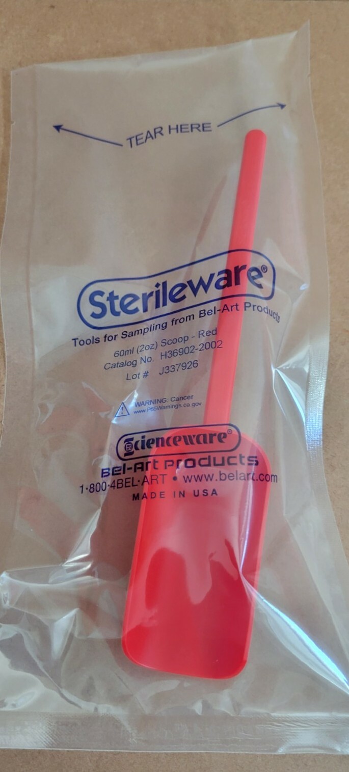 (1 QTY) BEL-ART H36902-2002 Sterileware Sterile Sampling Scoop 2oz Red ...