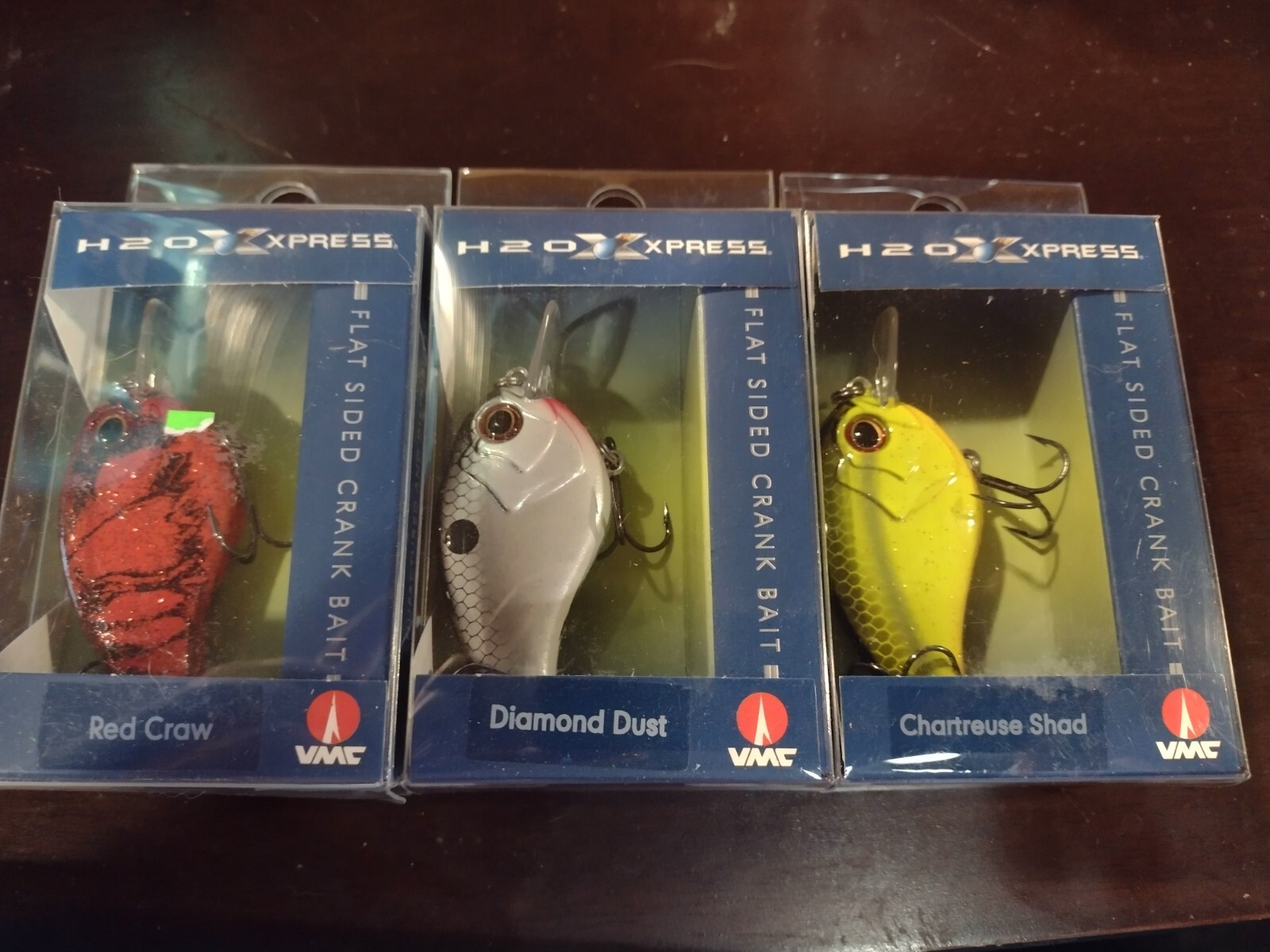 FLAT SIDED CRANK BAIT 3'-5' depth Lure Red Craw/Diamond Dust/Shad H2O Xpress NEW | eBay