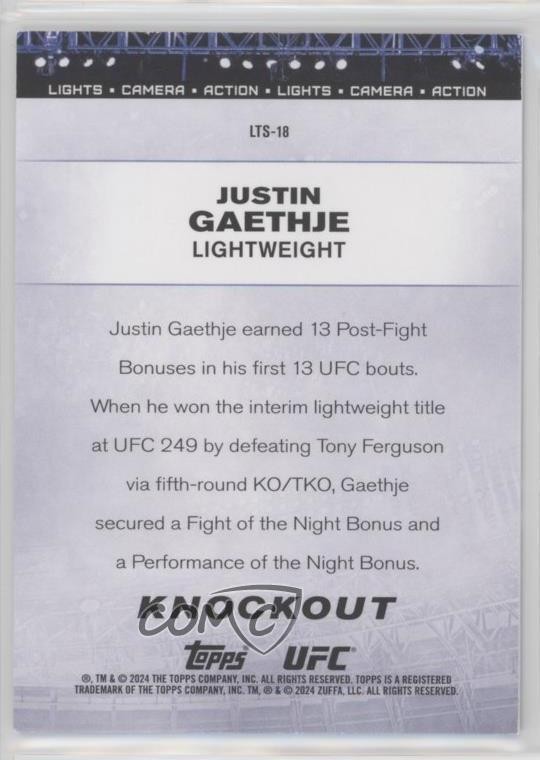 2024 Topps UFC Knockout Lights Blue /50 Justin Gaethje #LTS-18 | eBay
