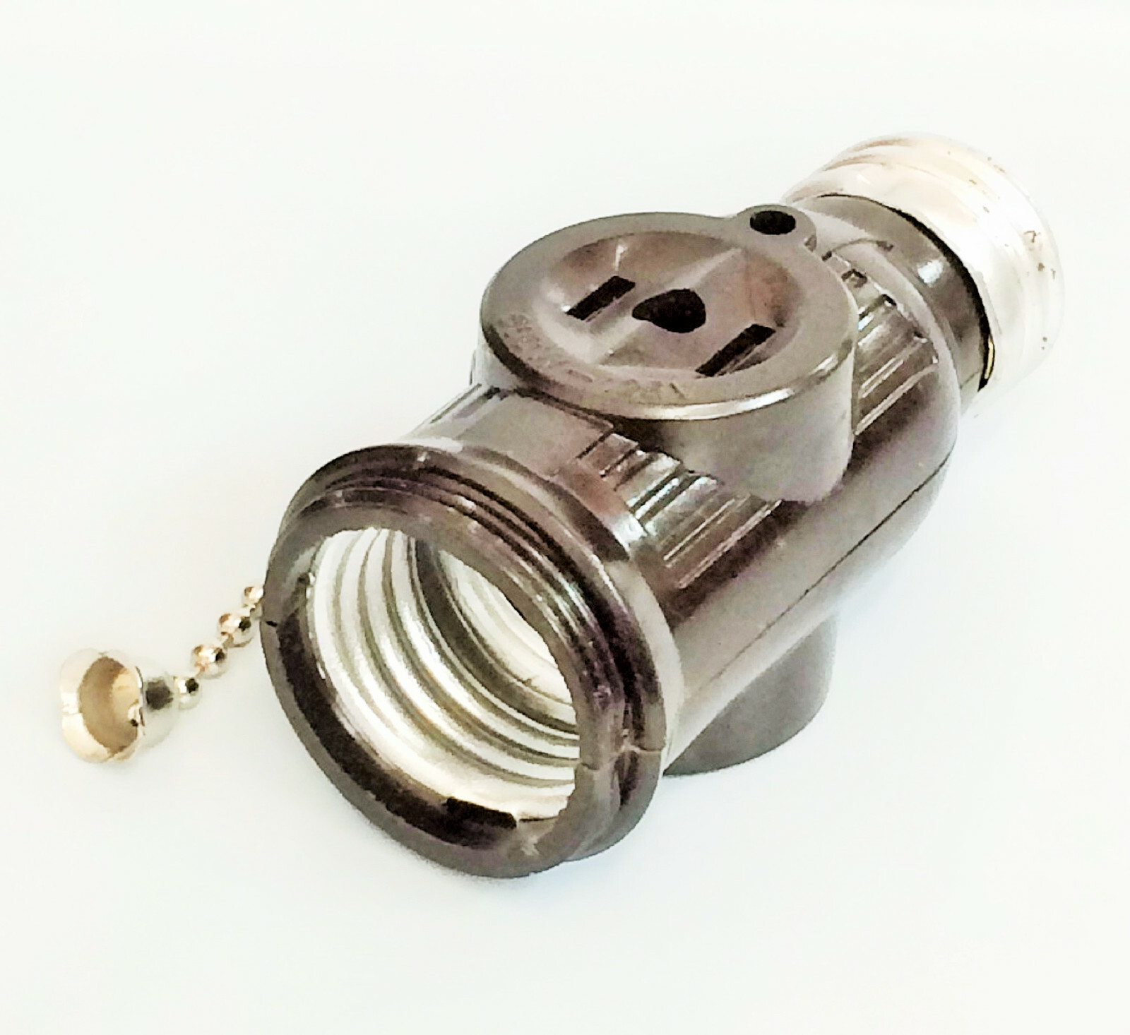 125 Volt, Two Outlet With Pull Chain Socket Adapter, Ivory And Black | eBay