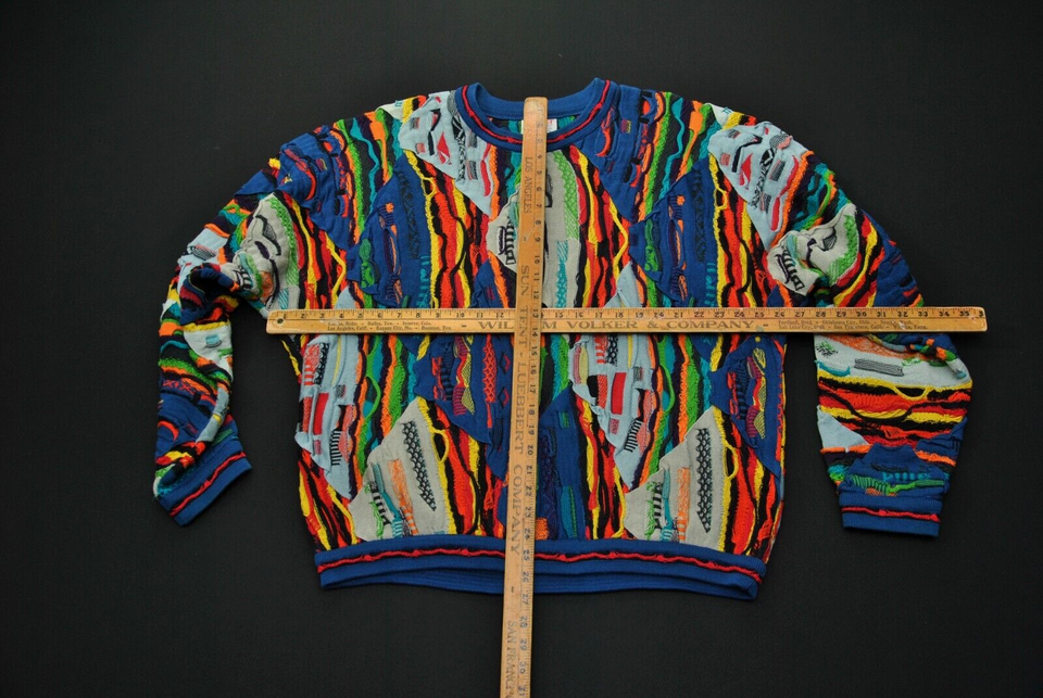 VTG Coogi Australia Cotton Sweater XL 3D Biggie Smalls Cosby Multicolor ...