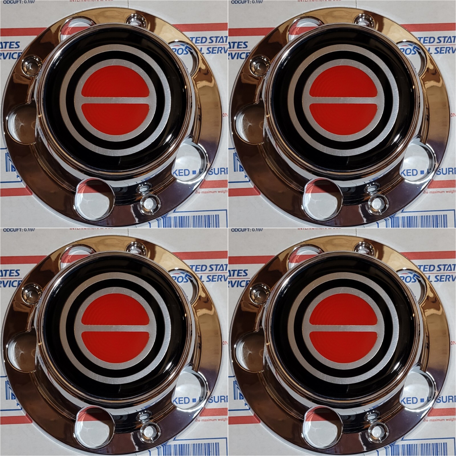 4ps 1980-1996 BRONCO F150 F-150 VAN Wheel Hub Center Cap CHROME RED New ...