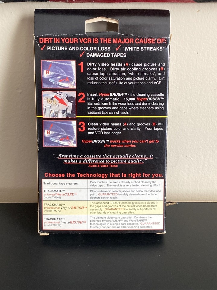 Track Mate Professional Hyper Brush VCR Drum & Head Cleaning Cassette ...