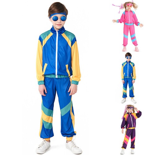 Kids Boys Girls 80s Shell Suit Fancy Dress 1980s Costume Hip-Hop ...