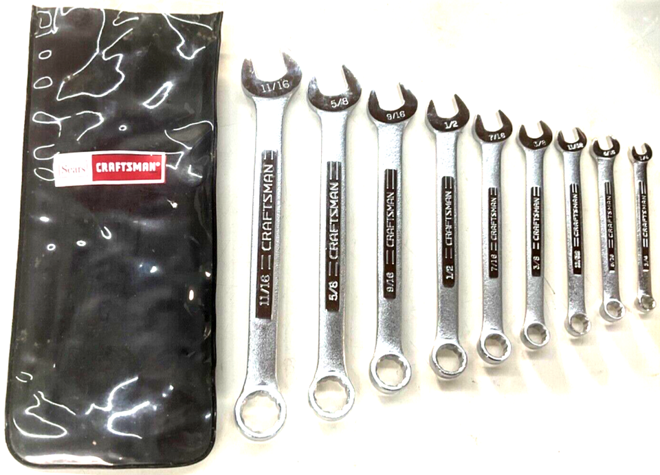 NOS! VINTAGE CRAFTSMAN TOOLS 9-pc. SAE COMBINATION WRENCH SET, 4962 ...