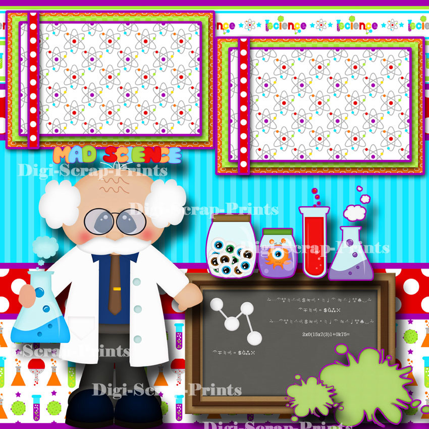 MAD SCIENCE ~ fair school 2 premade scrapbook pages paper layout ~BY ...