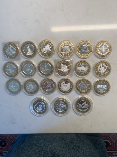 LOT of 21-$10 Collectable Casino Gaming tokens . A Variety of .999 Fine ...