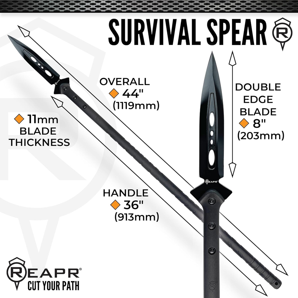 Survival Spear – 44″ Fixed-Blade Throwing Spear with Double‑Edge Stainless Steel | eBay