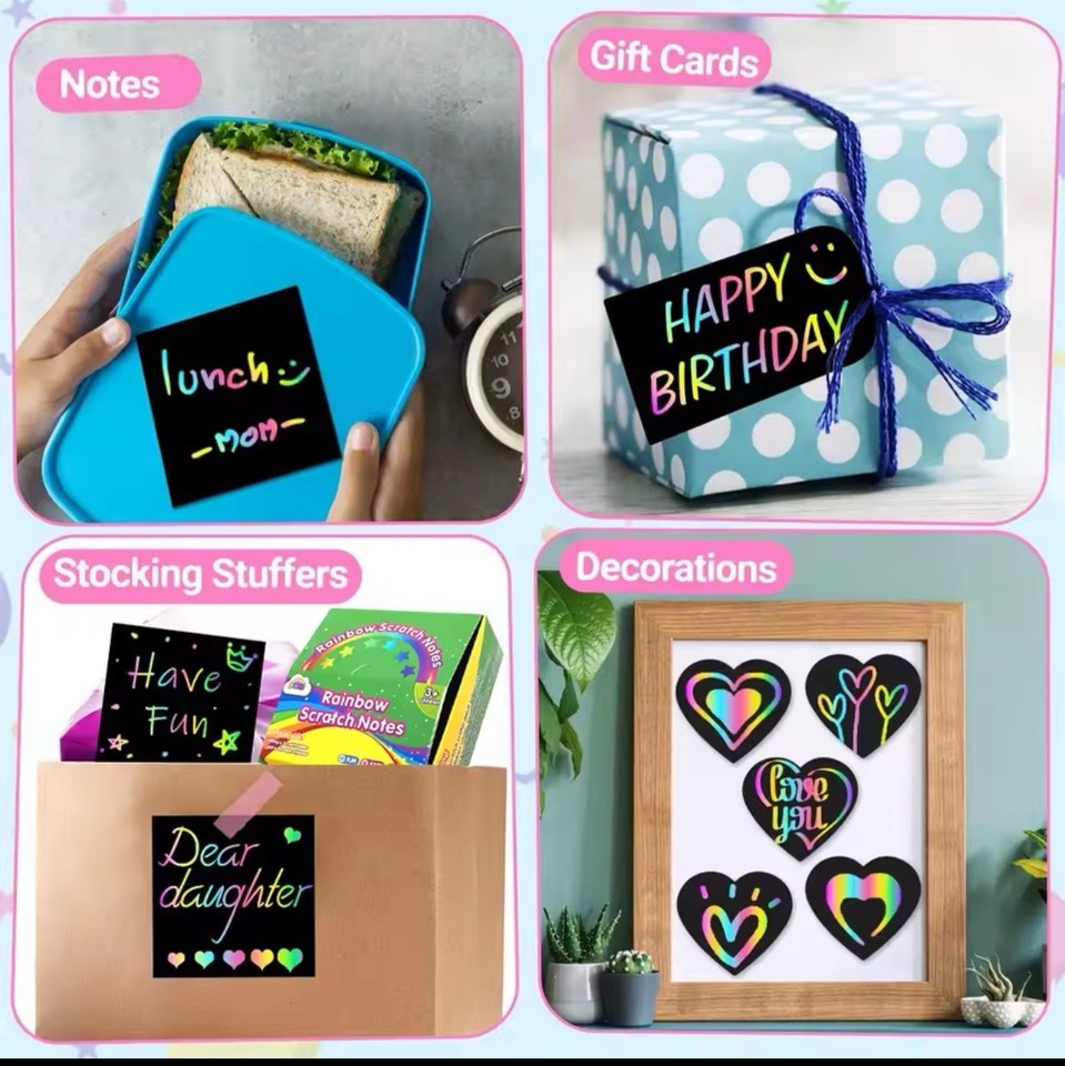 125 Scratch-Off Pad Cards Rainbow Scratch-Off Mini Art Notes Great ...