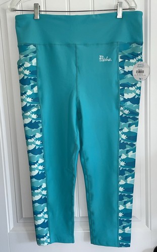 Fishe Aqua Blue Camo Capri Leggings W/ Pockets For Fishing & Active ...