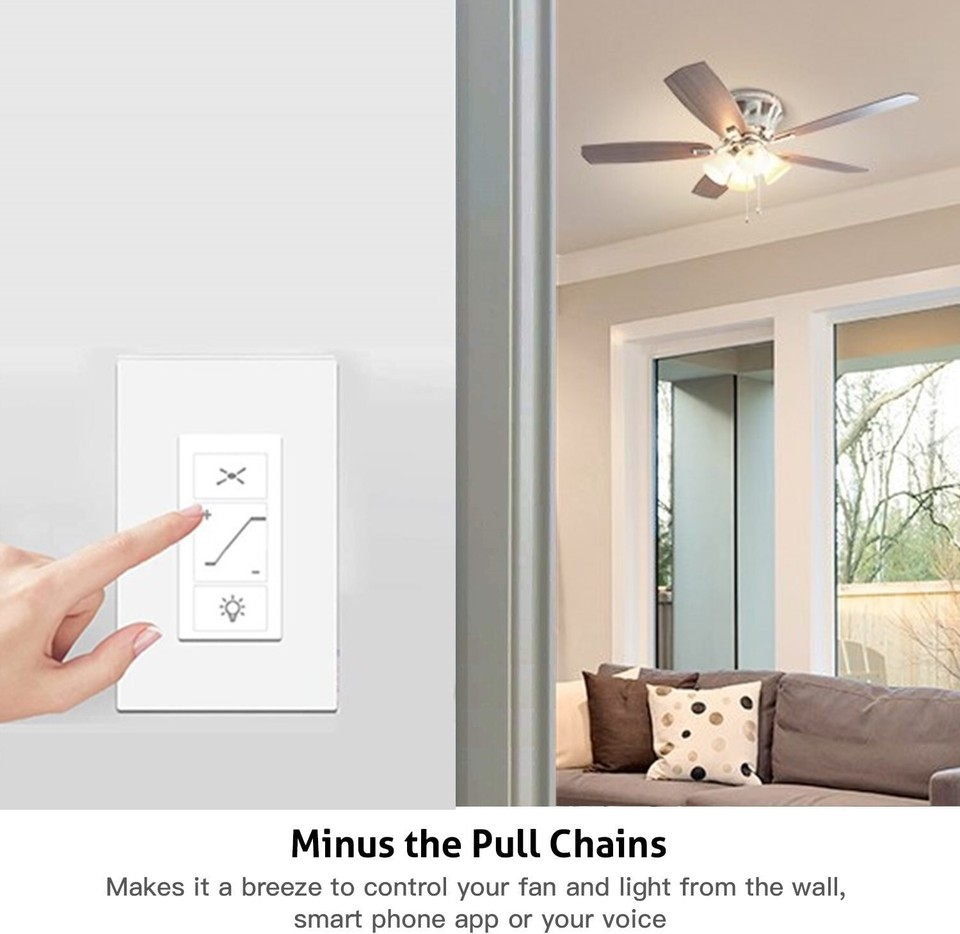 Nexete Smart Wi-Fi Ceiling Fan & Light Remote Control Kit Alexa Google ...