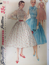 1950s Vtg Simplicity Sewing Pattern 1153 Flared Dress Drop Waist 13 ...