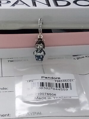 Authentic PANDORA Sterling Silver Japanese Doll in Blue Kimono dangle ...