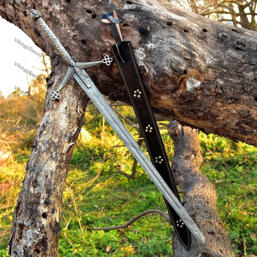 Handmade Scottish Claymore Sword Medieval Battle Highlander bf Damascus ...