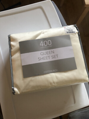 Cotton Rich 400 Thread Count Queen Sheet Set Beige New | eBay