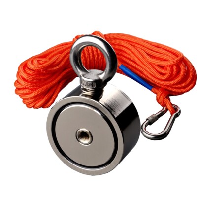 Strong Two sided 80KGX2 Fishing Magnet kit River Metal Recovery Detect ...