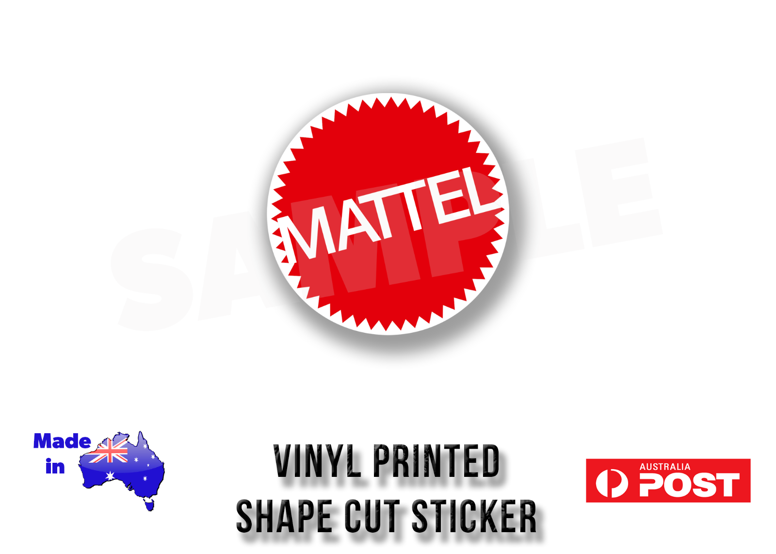 Mattel Round Printed Vinyl Decal Sticker 95mm Round Cut FREE POST ...
