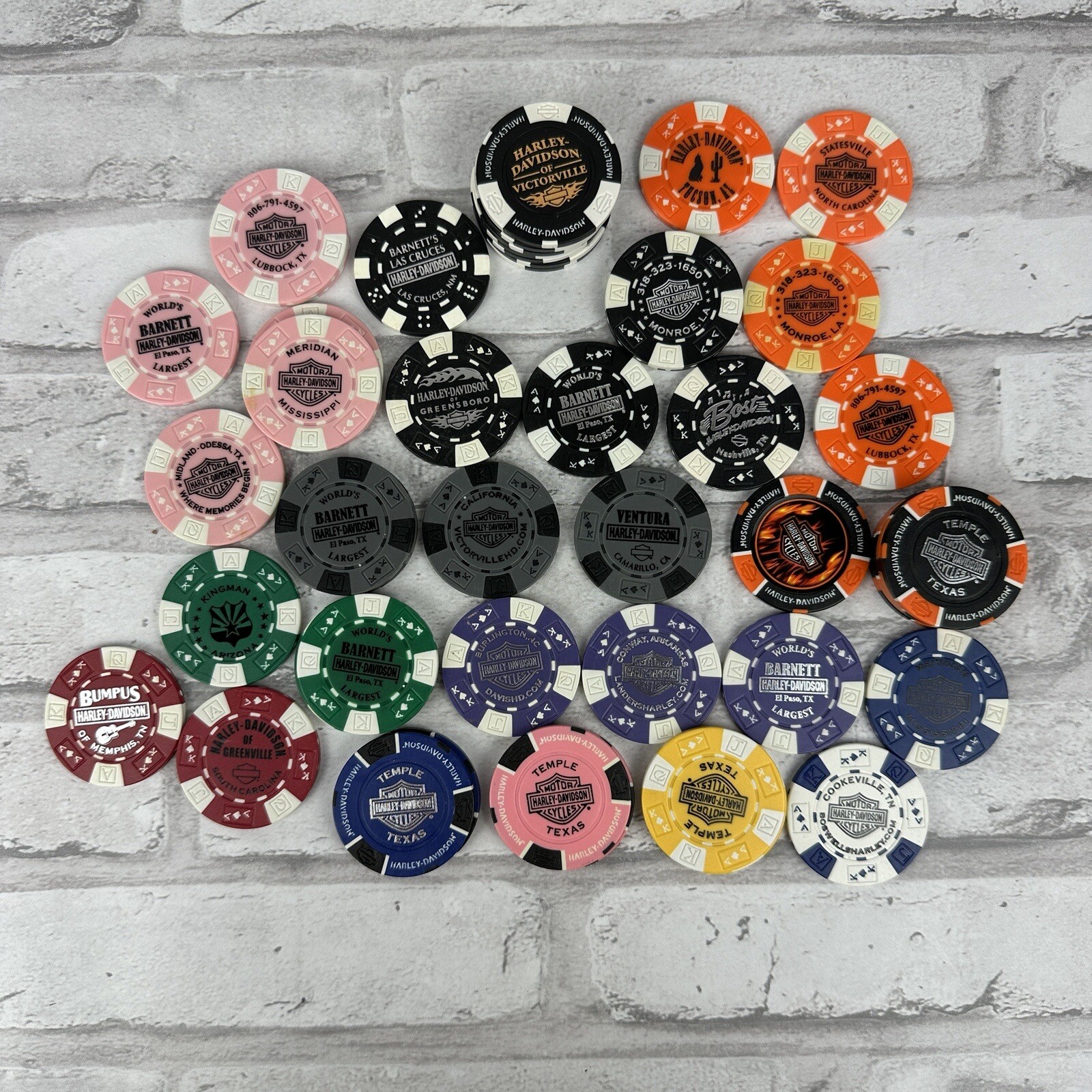 Harley Davidson Lot of 48 Full Color Poker Chips With Box Misc ...