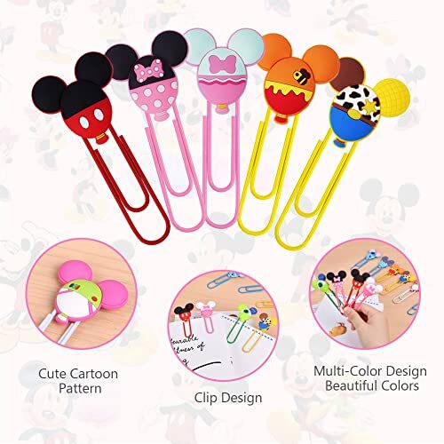 10PCS Cute Mouse Paper Clips Book File Page Marker Clips for Teacher ...