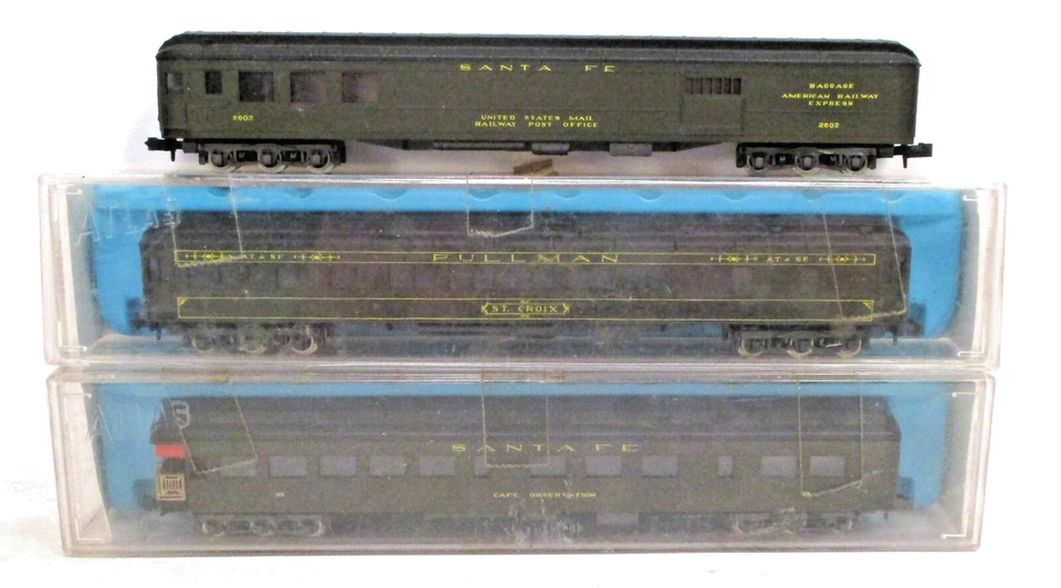 3 SANTA FE HEAVYWEIGHT PASSENGER CARS, RPO, PULLMAN, OBSERVATION -N ...