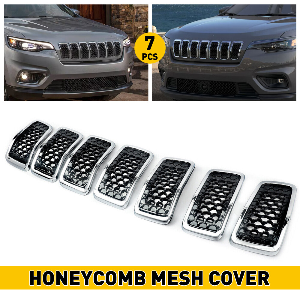 For Jeep Cherokee 2019-2022 Chrome Mesh Honeycomb Front Grille Inserts ...