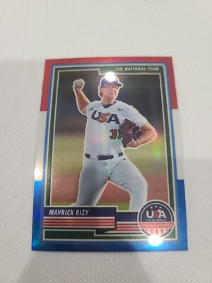 Mavrick Rizy 2023 Panini Stars & Stripes USA Baseball Stripes Parallel ...