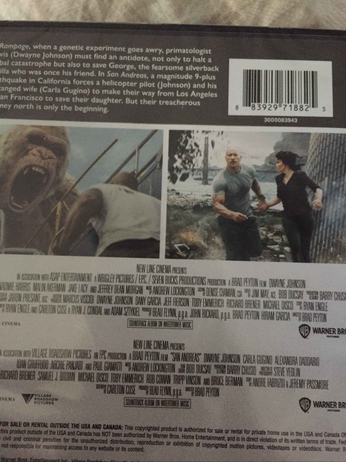 Dwayne Johnson RAMPAGE/SAN ANDREAS 2 FILM COLLECTION (DVD, 2015) NEW ...