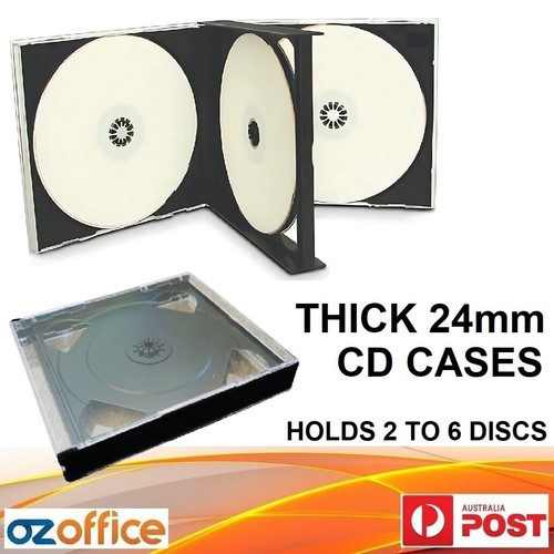 Thick 24mm CD Case Double Triple Quad CD Cases with Black Clear Tray | eBay