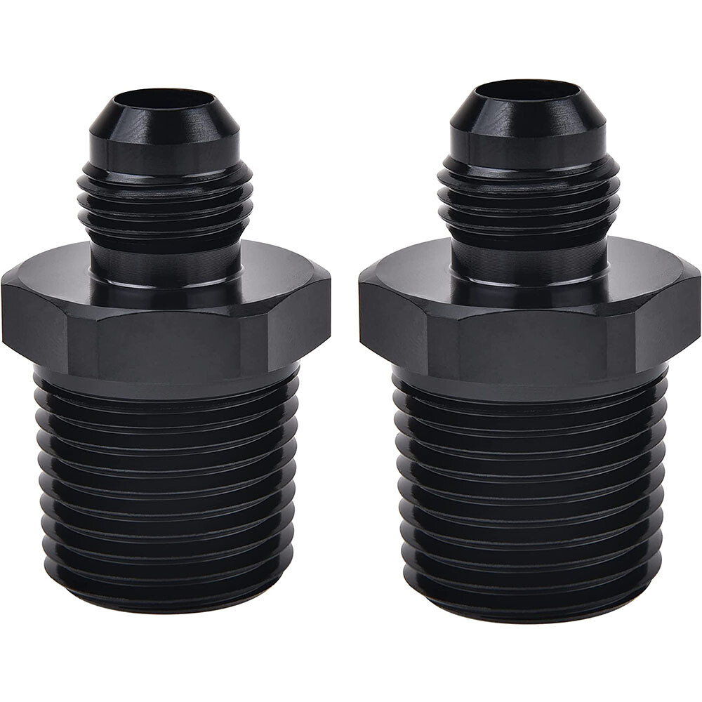 1/2" NPT to 6AN Fitting Male Straight Fittings 2x AN6 Adapter Aluminum ...