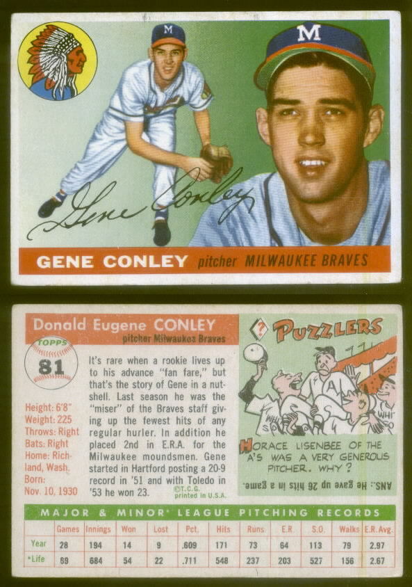 (28123) 1955 Topps 81 Gene Conley Braves-VGX | eBay