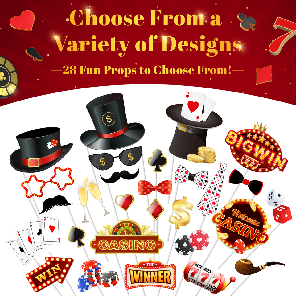 28 Pcs Casino Photo Booth Props Las Vegas Party Decorations Poker Party ...