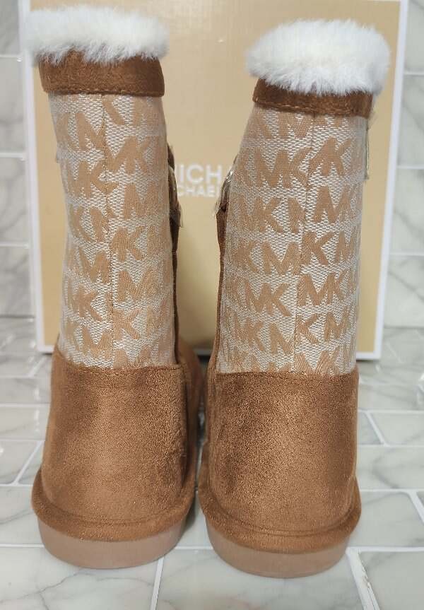 Michael Kors Girl's Youth Sz 5 Yancy Boots Camel Brown Zip Up Ankle ...
