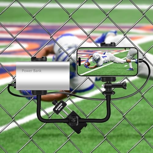 Baseball Dual Fence Mount Compatible for GoPro Phone Dual-Camera Fence ...