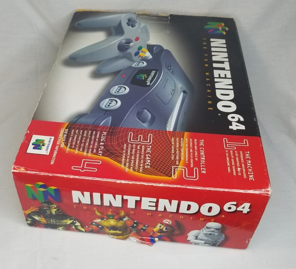 Nintendo 64 N64 Charcoal Gray Console Video Game System Complete in Box ...