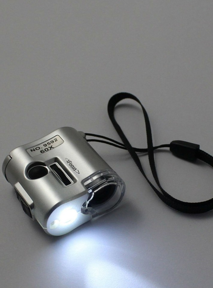 CKStamps: 60X Pocket Mini Magnifier Microscope Loop w/LED UV Light ...