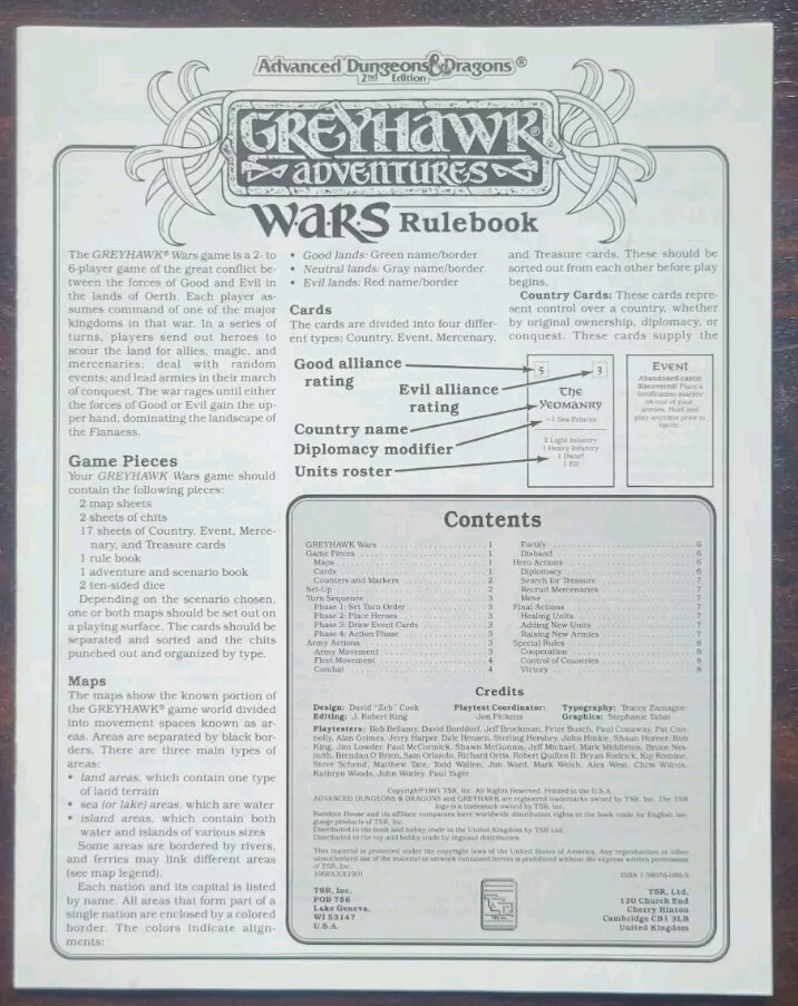 1991 TSR Dungeon & Dragons 2nd Edition Greyhawk Wars Boxed Set | eBay