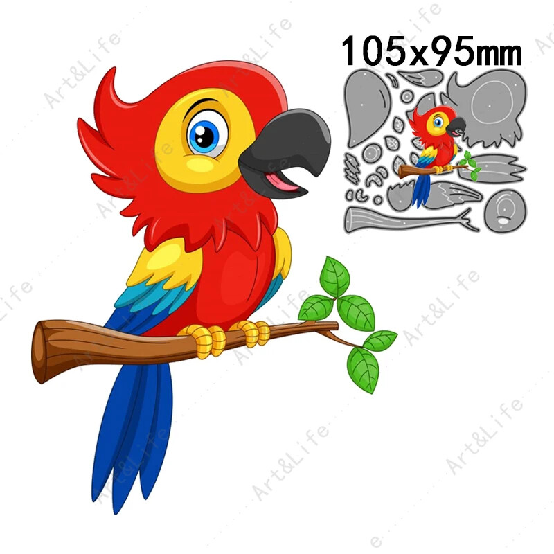 Macaw Parrots Birds Perched Branch Metal Cutting Dies Scrapbooking Card ...