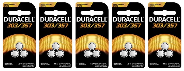 15 Duracell 303 357 SR44SW LR44 AG13 A76 Silver Oxide Batteries (5 x 3 ...