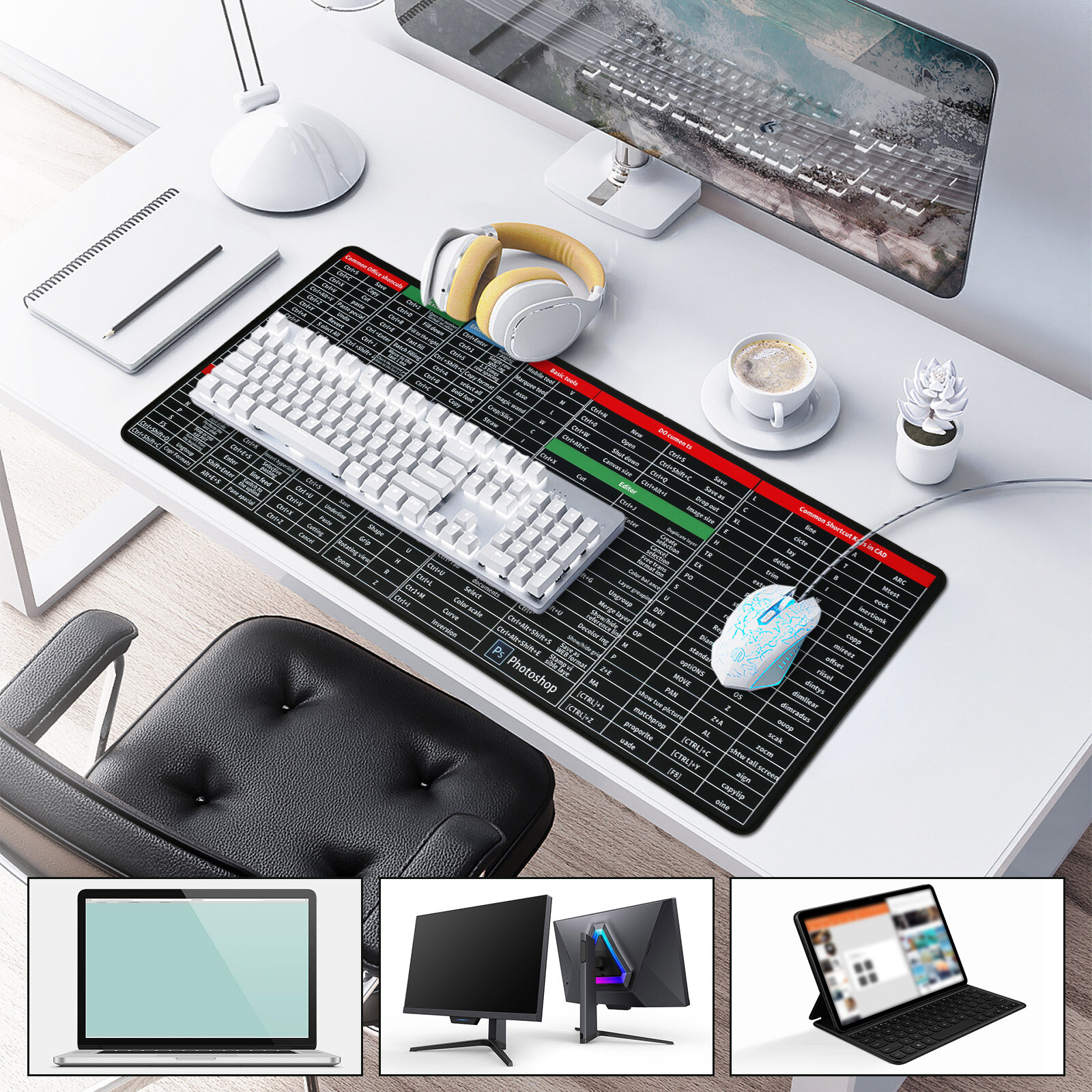 Quick Key Keyboard Pad Anti-Slip Rubber Base Mouse Pad Large Flexible ...