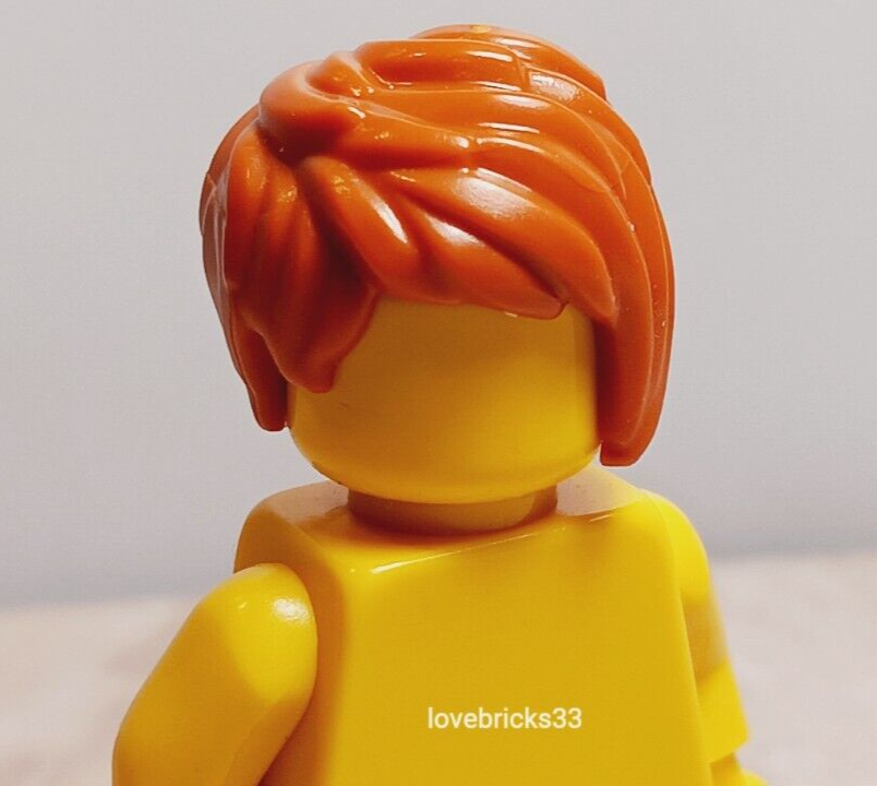 New LEGO Wig Longer on One Side Asymmetrical Hair cut Dark Orange Sassy ...