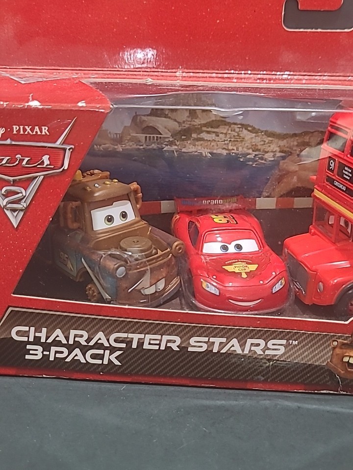 Disney Pixar Cars 2 Character Stars 3 Pack Mater McQueen Double Decker ...