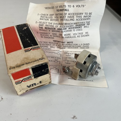 Borg Warner VR-1 Voltage Regulator 12 Volt To 6 Volt New Old Stock ...
