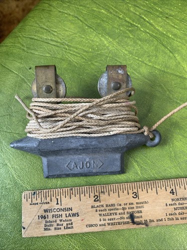 vintage 1950’s Fishing Trolling brass lead trolley weight Clothes Line ...