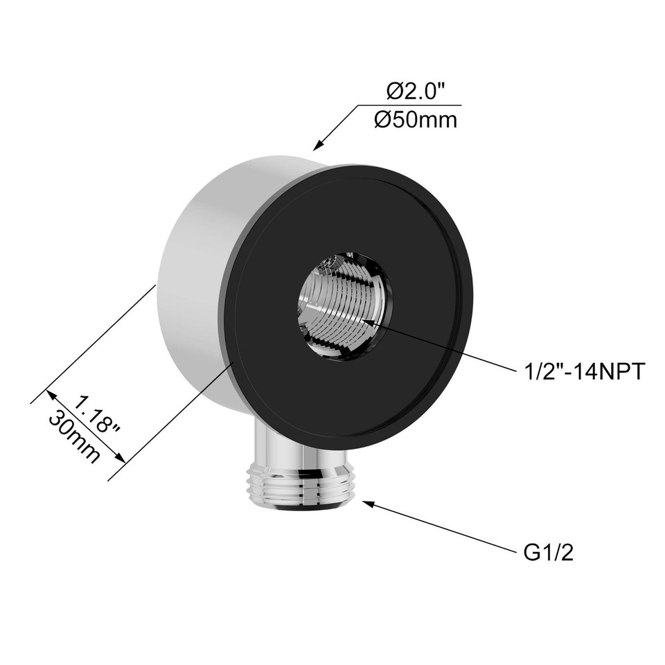 SA-0045-CP Round Handheld Shower Wall Supply Elbow, Wall-Mount Hose ...