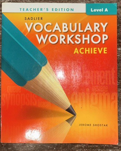 Vocabulary Workshop Achieve Teacher's Edition Level A - ISBN: 978-1 ...