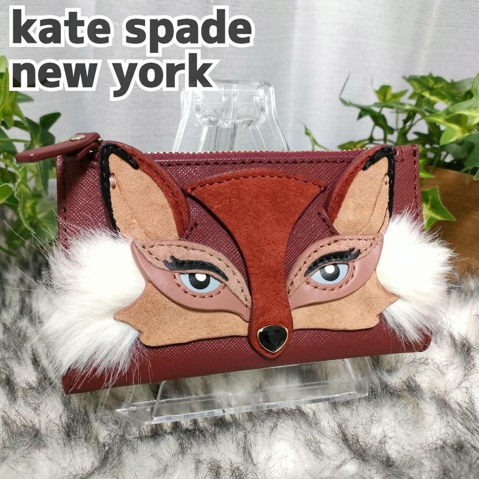 KATE SPADE Fox Caramel Brown Suede Wallet Mint Animal Face | eBay