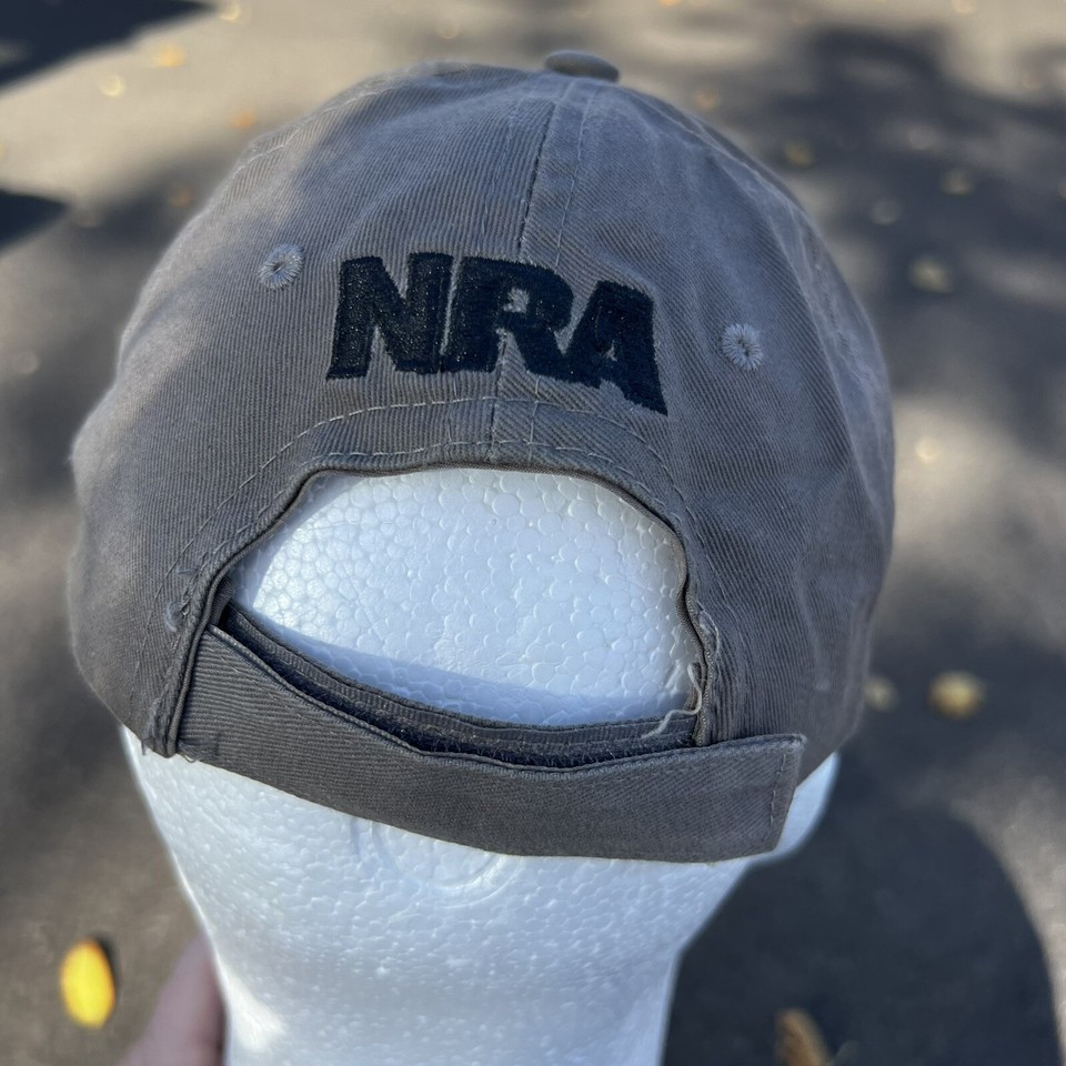 NRA on Back In Black w Orange Eagle Logo on Front on Gray Hat Cap Hook ...
