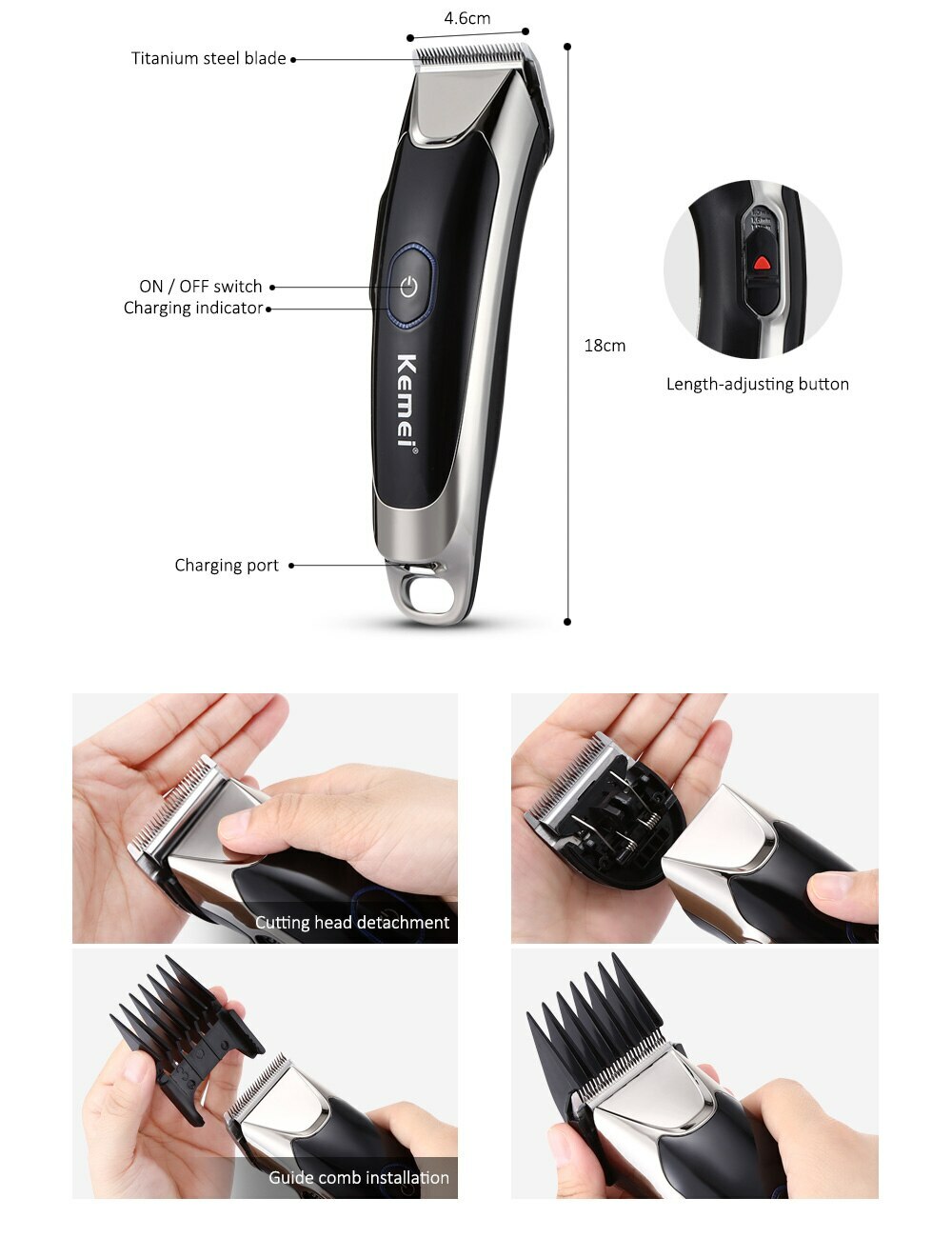 Hair Trimmers Fast Charging Electric Hair Clipper Haircut Adjustable ...